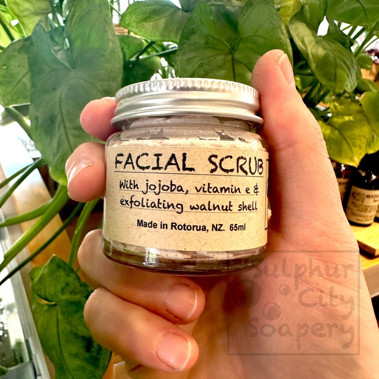 Facial scrub with jojoba, vitamin e and exfoliating ground walnut shel ...